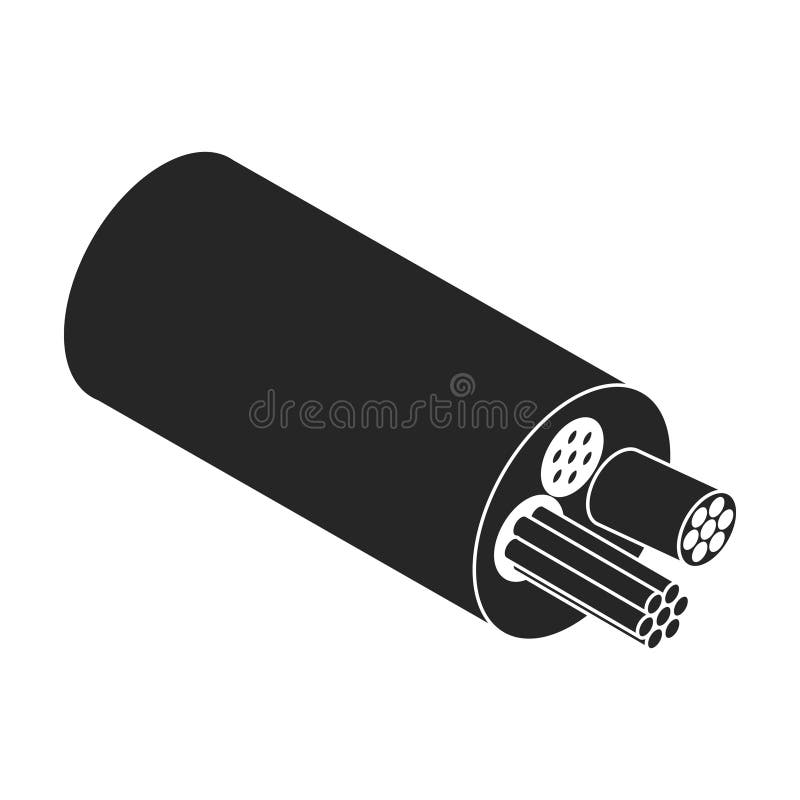 Fiber Cable Vector Icon. Black Vector Icon Isolated on White Background ...