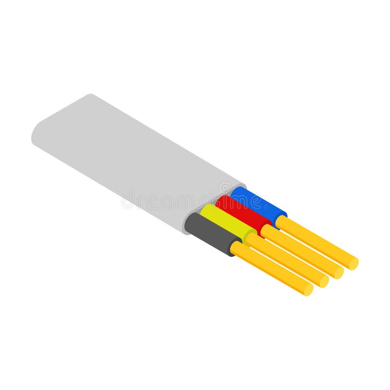 Fiber Cable Vector Icon. Isometric Vector Icon Isolated on White ...