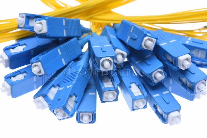 Fiber Cables Sc Connectors Closeup Stock Photo - Image of link, connect ...