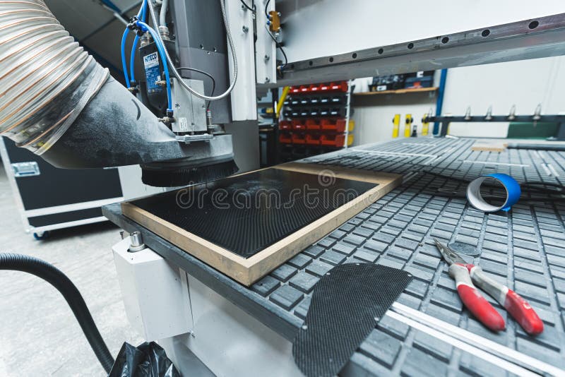 Fiber Cutting Process at the Factory, Industrial Machine Working Stock ...