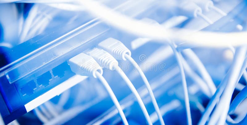 Fiber Ethernet Cable on Network Switches Optical Connector Interface ...