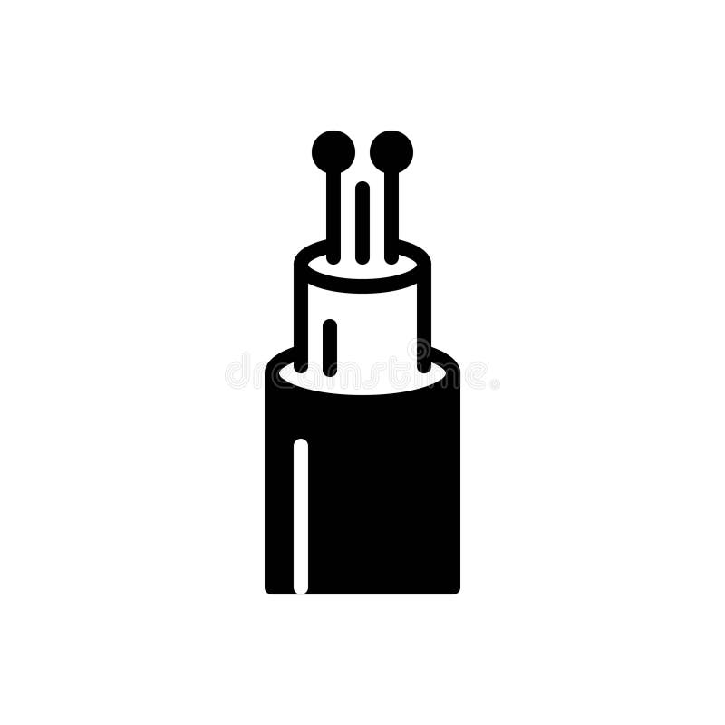 Black Solid Icon for Fiber, Optic and Electrical Stock Illustration ...