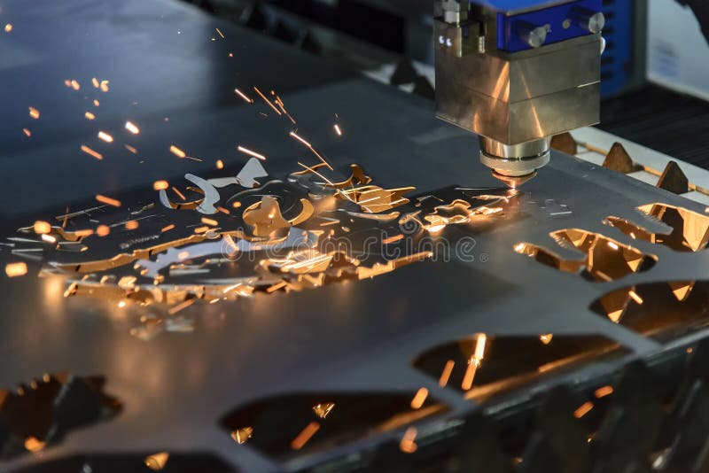 The Fiber Laser Cutting Machine Controller by CNC Program. Stock Image ...