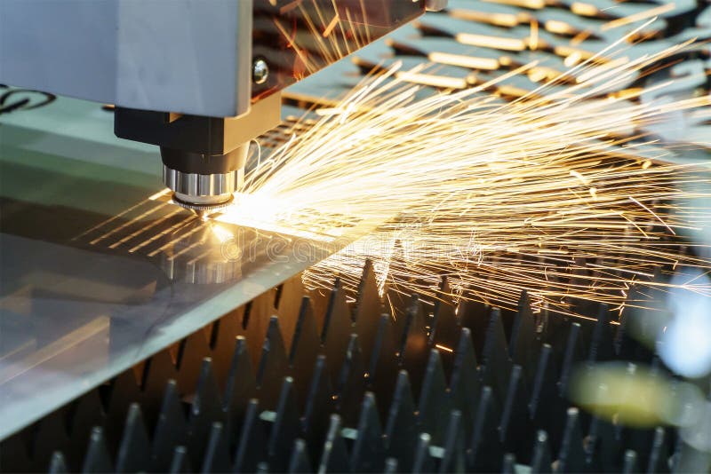 The Fiber Laser Cutting Machine Controller by CNC Program. Stock Photo ...
