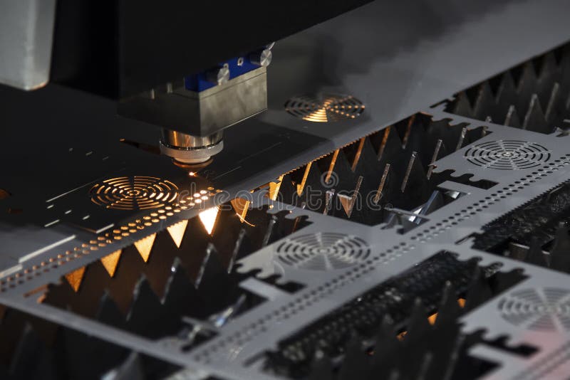 The Fiber Laser Cutting Machine Cutting the CPU Case Plate Stock Photo ...