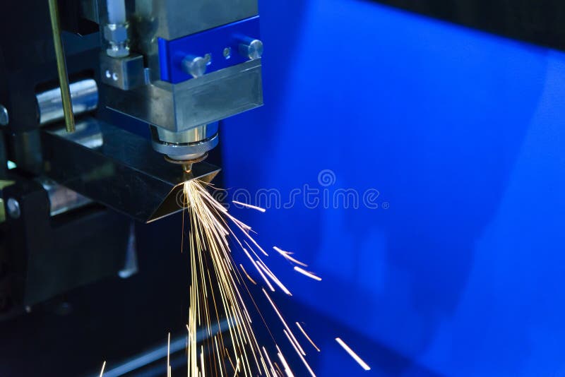 The Fiber Laser Cutting Machine Stock Image - Image of modern, fire ...