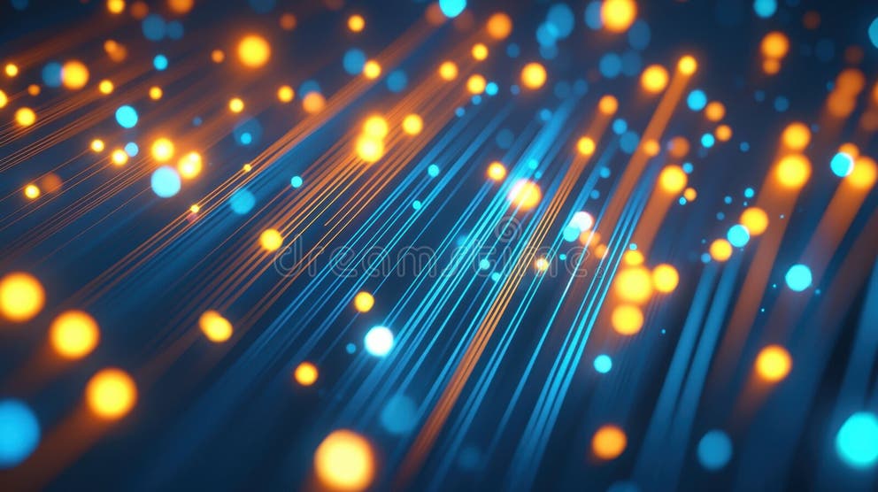 Fiber Neon Cables Optic Data As Glowing Particles in Cyberspace ...