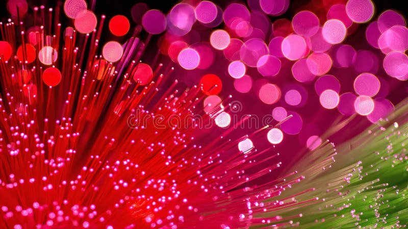 Fiber Optic Abstract with Bokeh Lights Stock Photo - Image of green ...