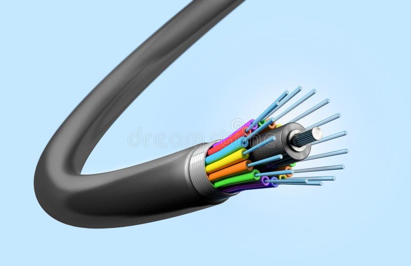 Fiber Optic Cable on Blue Background Stock Illustration - Illustration ...