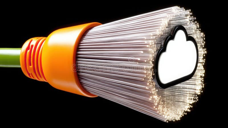 Fiber Optic Cable with Cloud Symbol Representing Digital Connectivity ...