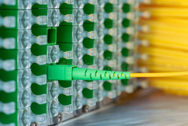 Fiber Optic Cable Connected To Distribution Frame of Passive Optical ...