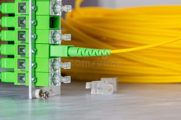 Fiber Optic Cable Connected To Distribution Frame of Passive Optical ...