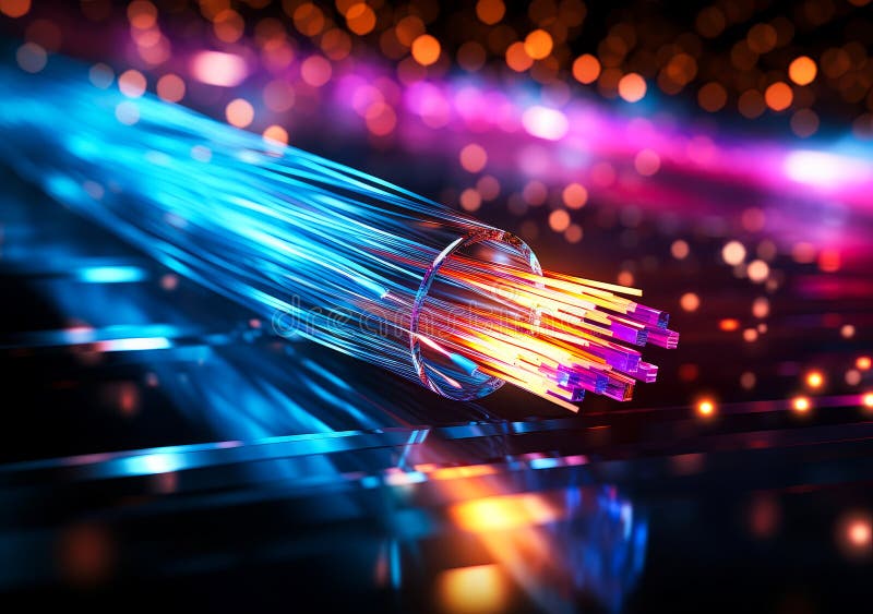 Fiber Optic Cable 3D Render Abstract Technology Background Data ...