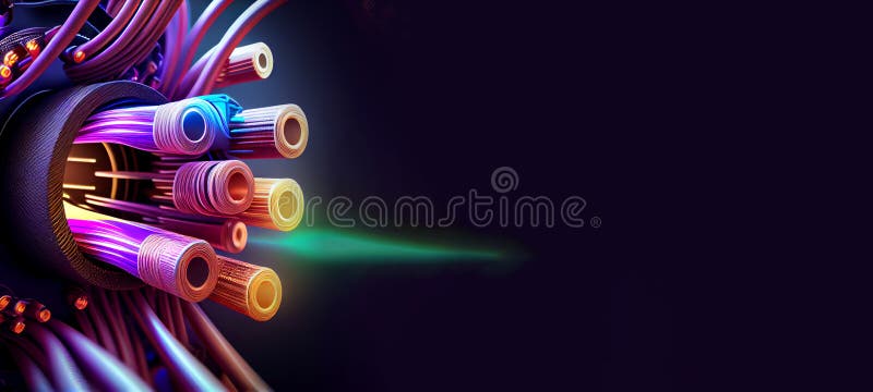 Fiber Optic Cable Detail, Panoramic Layout. Stock Illustration ...