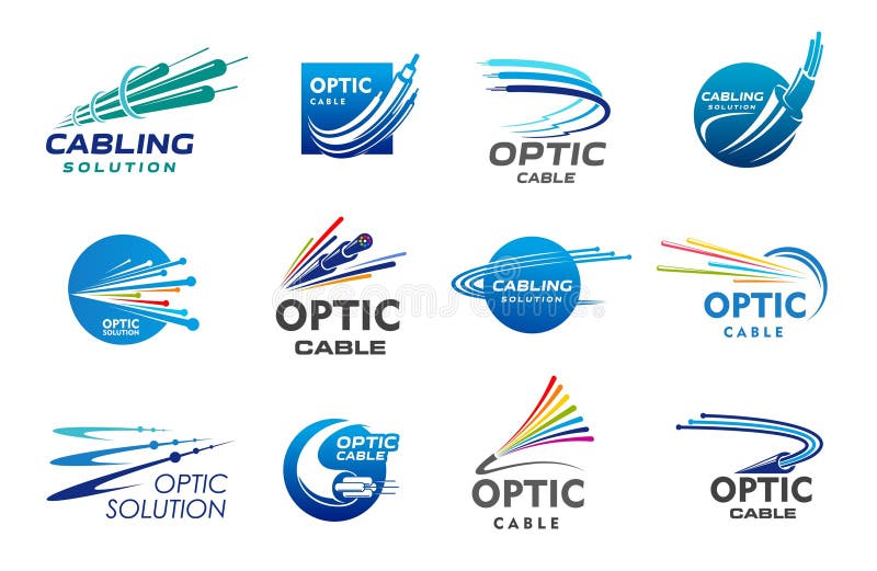 Fiber Optic Cable Icons, Internet Connection Stock Illustration ...