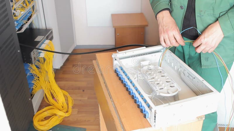 Installation of Fiber-optic Equipment in the Base Stations Stock Video ...