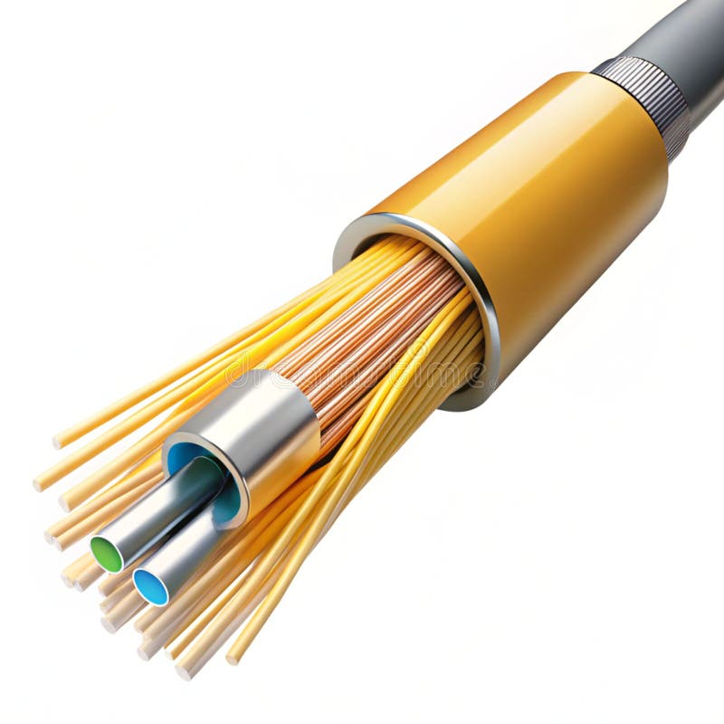 Fiber Optic Cable Isolated on White Background Stock Illustration ...