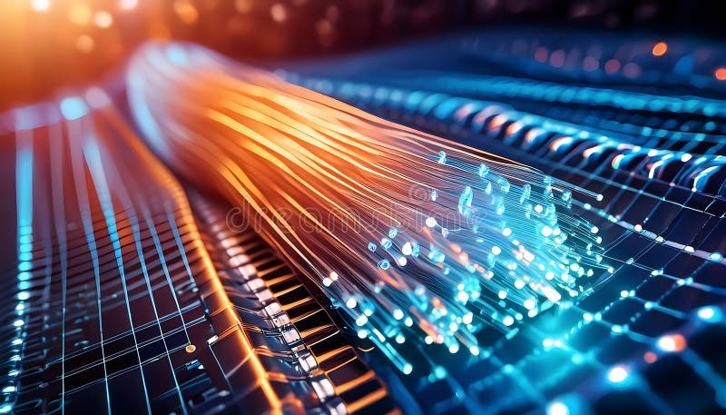 Fiber Optic Cable Network Transmitting Data Stream Stock Photo - Image ...