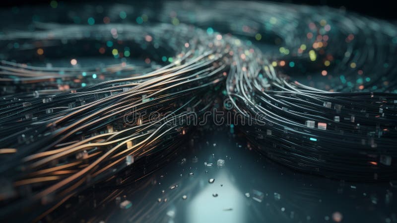 Fiber Optic Cable Runs Data Connections. Generative Ai Stock ...