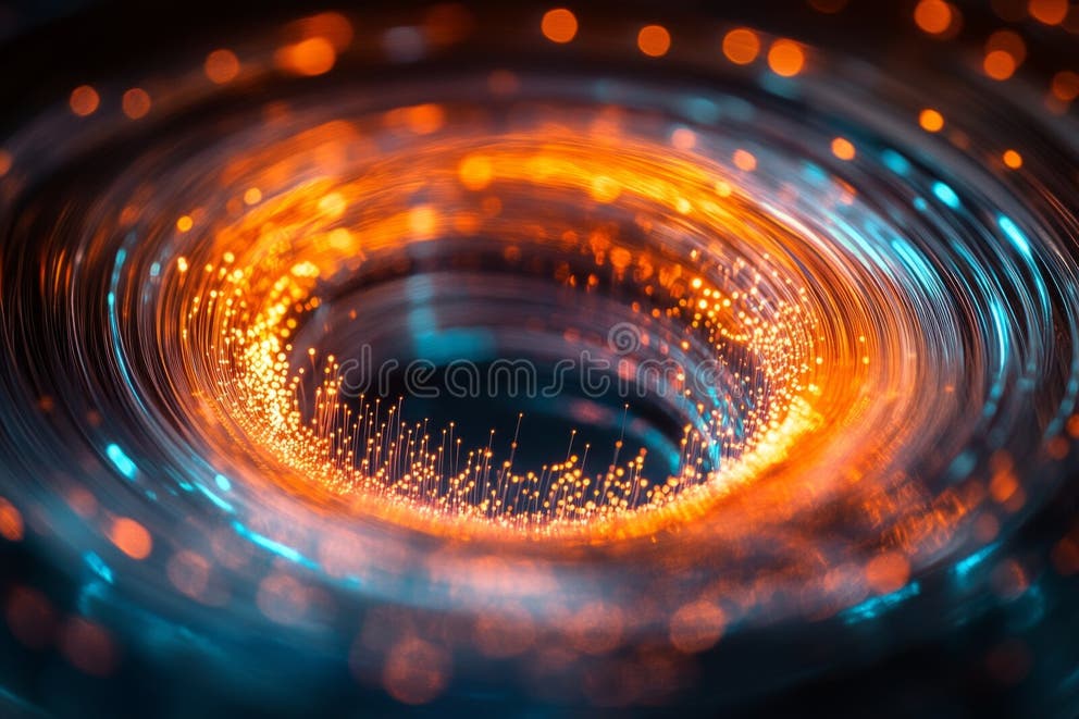 Fiber Optic Cable Spinning and Creating a Circular Light Pattern with Bokeh and Motion Blur ...