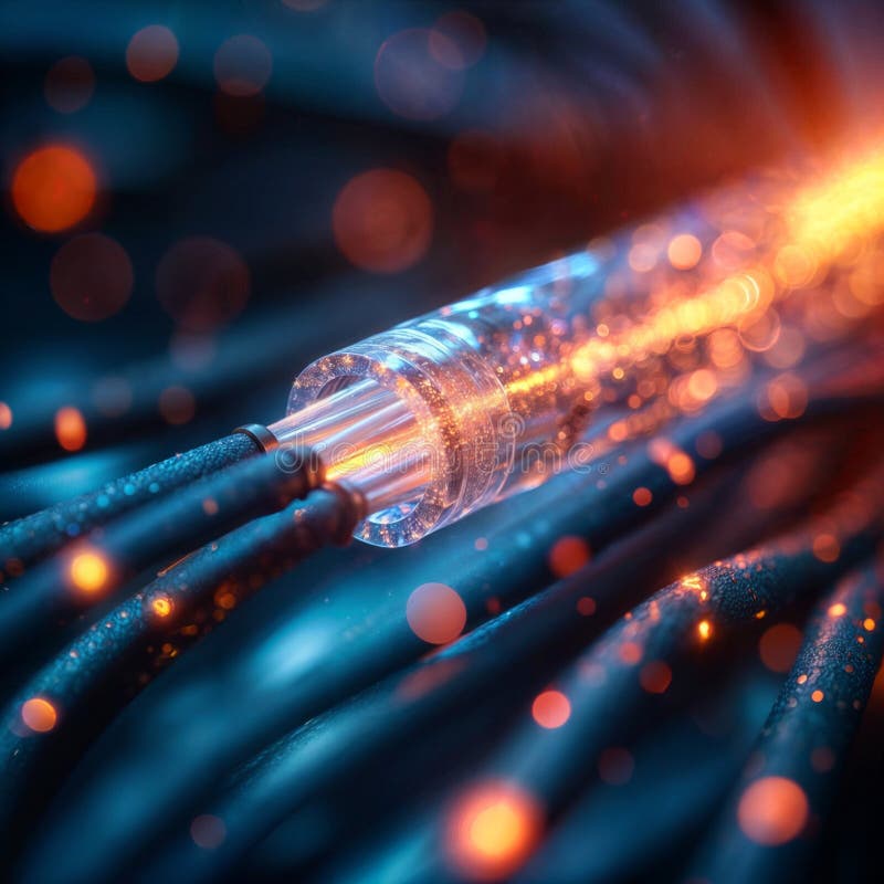 Fiber Optic Cable Splice with Light Transmission, Generative Ai Stock ...