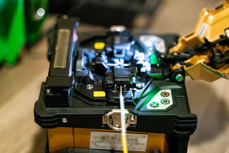 Fiber Optic Cable Splice Machine Editorial Image - Image of cable ...