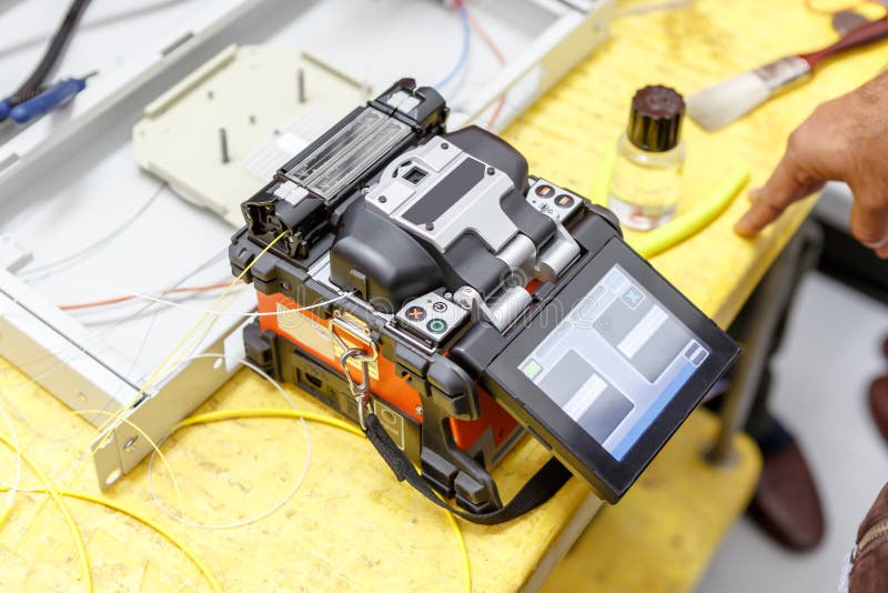 Fiber Optic Cable Splice Machine Stock Photo - Image of modern, network ...