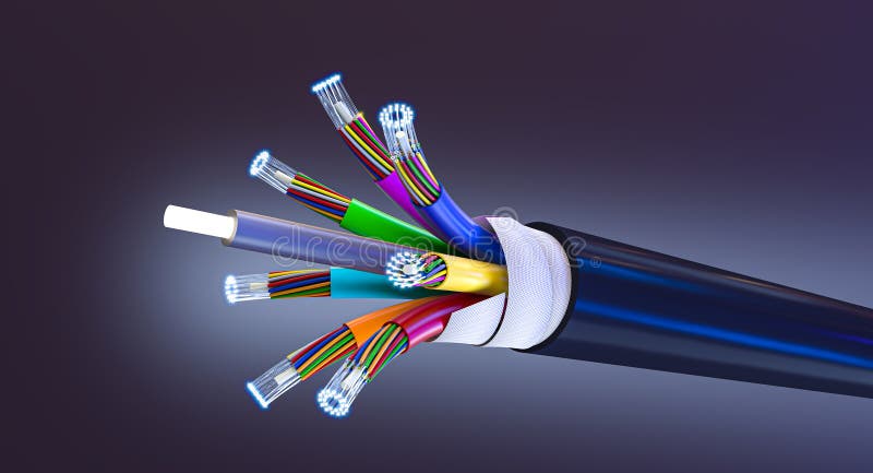 Fiber Optic Cable Transmitting Data, Featuring Colorful Wires and ...