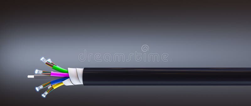 Fiber Optic Cable Transmitting Data with Light Beams, Representing ...