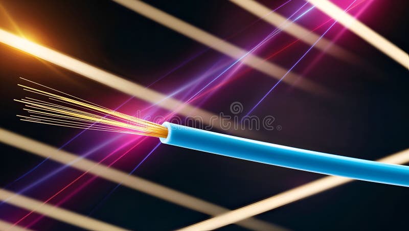 Fiber Optic Cable Transmitting Light through a Dynamic Background with ...