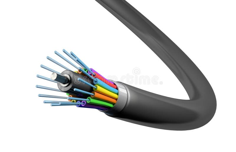 Fiber Optic Cable on White Background Stock Illustration - Illustration ...
