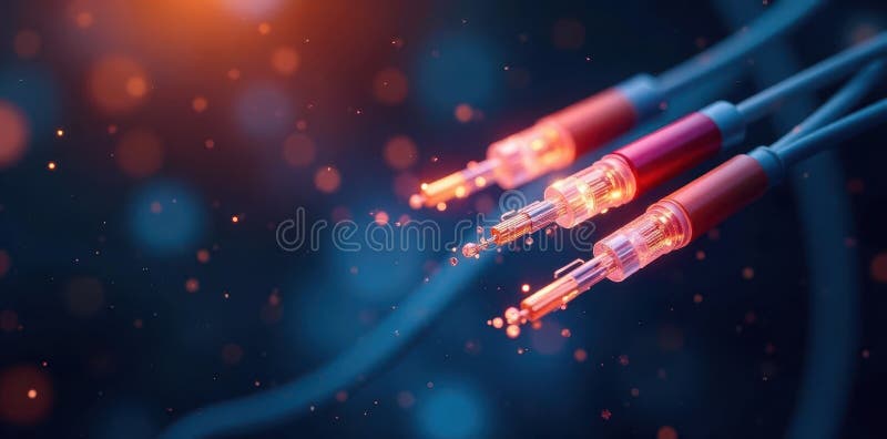 Fiber Optic Cables Branching Out, Background Blurred, Optical Fiber ...