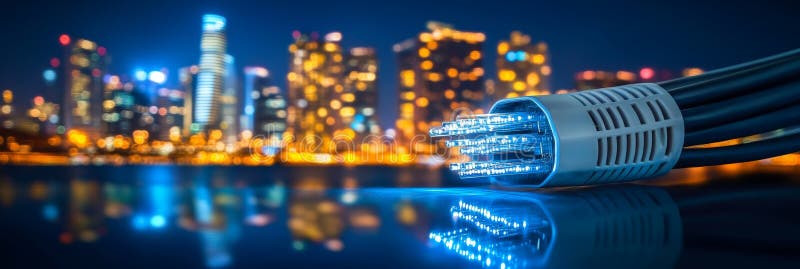 Fiber Optic Cables, City Lights, Network Connection, Technology ...