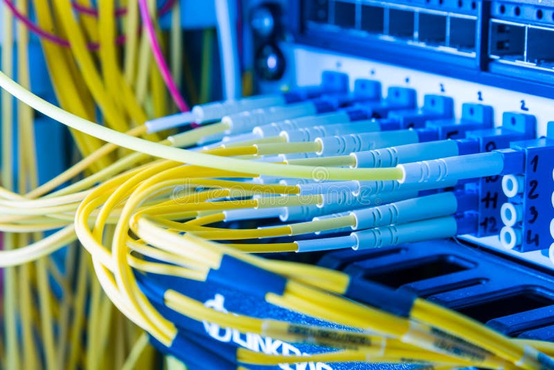 Fiber Optic Cables Connected into Main Data Switch Stock Image - Image ...