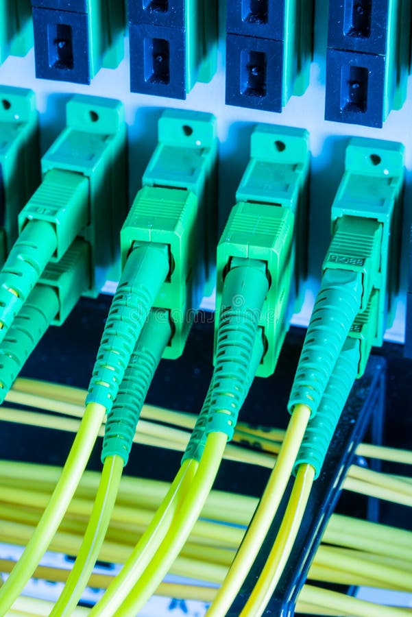 Fiber Optic Cables Connected into Main Data Switch Stock Image - Image ...