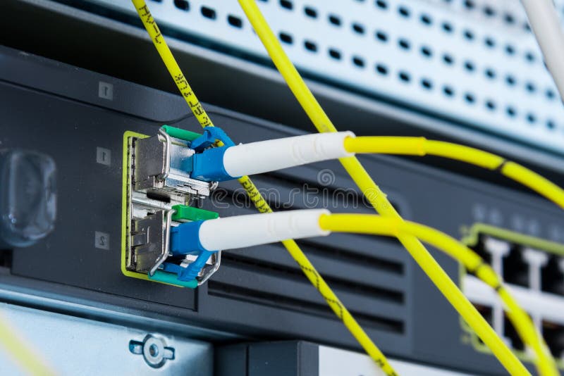 Fiber Optic Cables Connected into Main Data Switch Stock Photo - Image ...