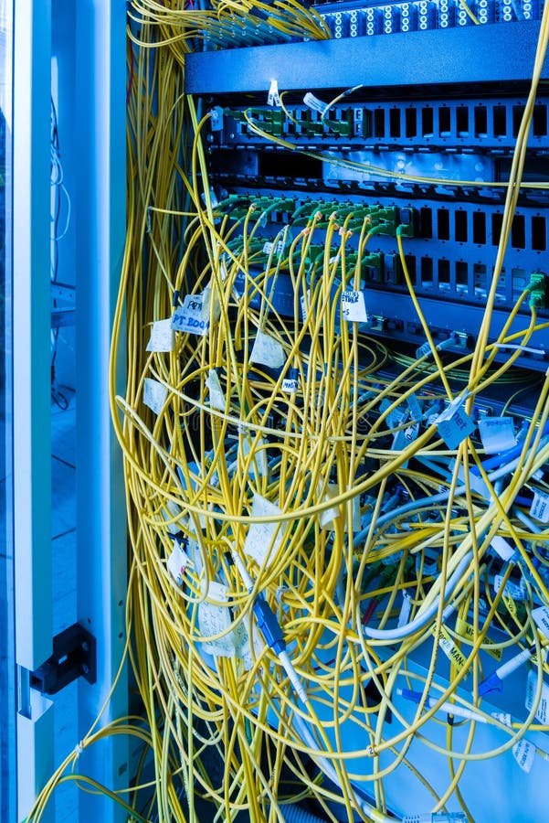 Fiber Optic Cables Connected into Main Data Switch Stock Photo - Image ...