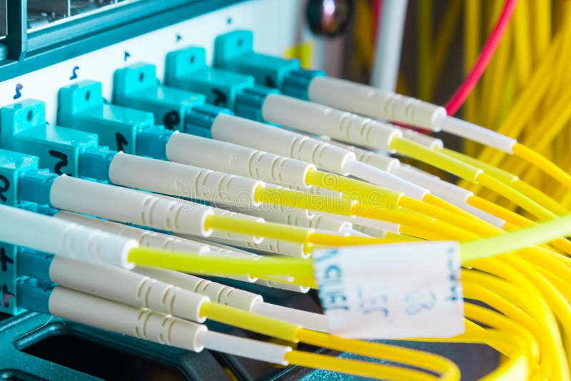 Fiber Optic Cables Connected into Main Data Switch Stock Photo - Image ...
