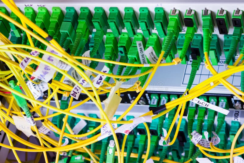 Fiber Optic Cables Connected into Main Data Switch Stock Image - Image ...