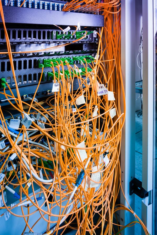 Fiber Optic Cables Connected into Main Data Switch Stock Image - Image ...