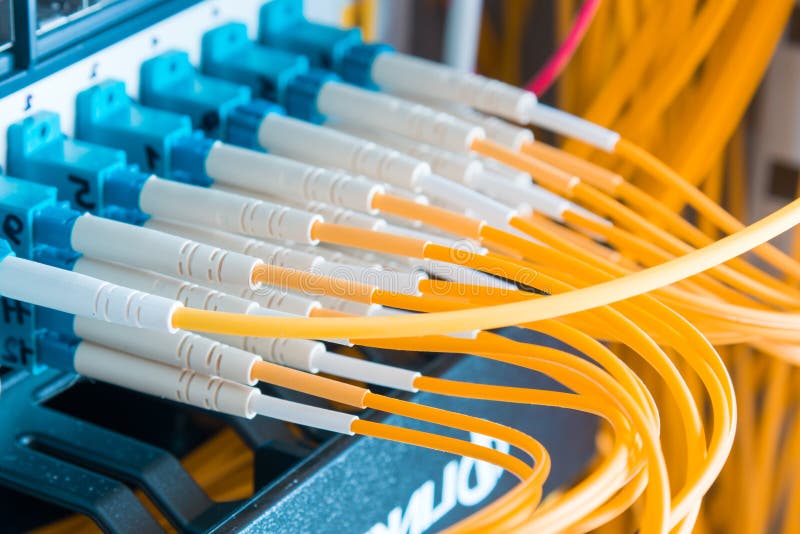 Fiber Optic Cables Connected into Main Data Switch Stock Image - Image ...