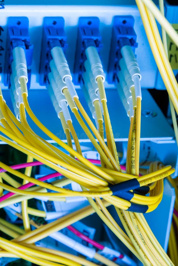 Fiber Optic Cables Connected into Main Data Switch Stock Photo - Image ...
