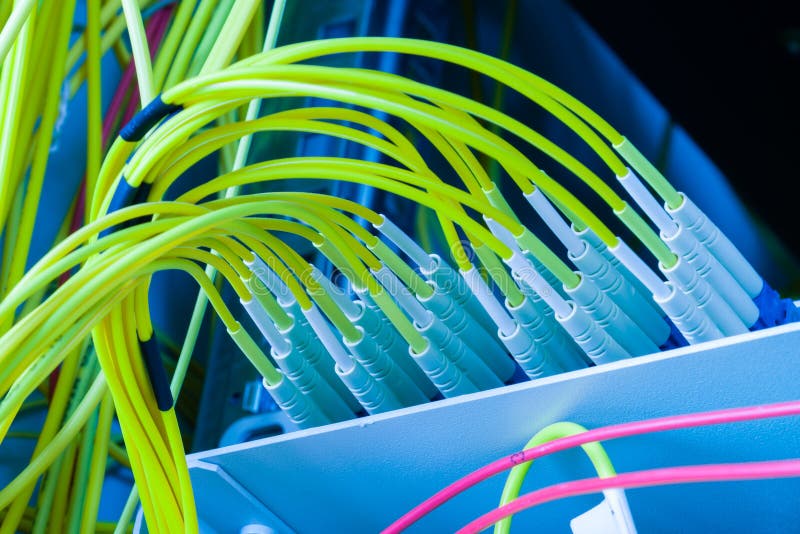 Fiber Optic Cables Connected into Main Data Switch Stock Photo - Image ...