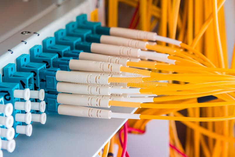 Fiber Optic Cables Connected into Main Data Switch Stock Photo - Image ...