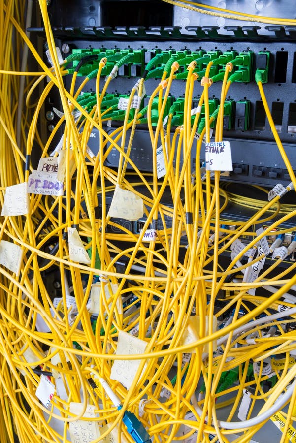 Fiber Optic Cables Connected into Main Data Switch Stock Image - Image ...