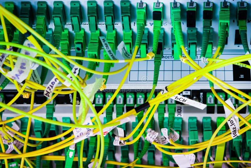 Fiber Optic Cables Connected into Main Data Switch Stock Photo - Image ...