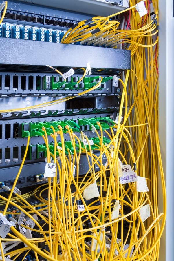Fiber Optic Cables Connected into Main Data Switch Stock Photo - Image ...