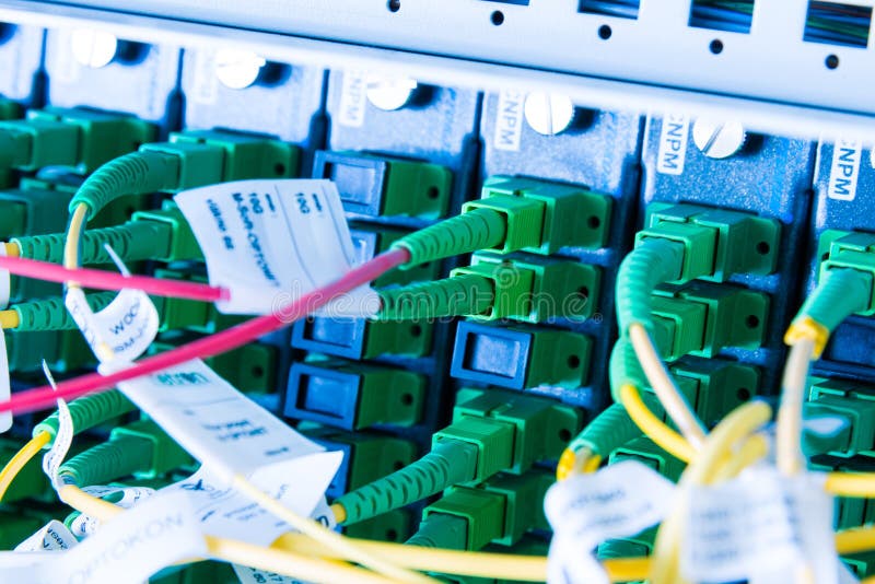 Fiber Optic Cables Connected into Main Data Switch Stock Image - Image ...