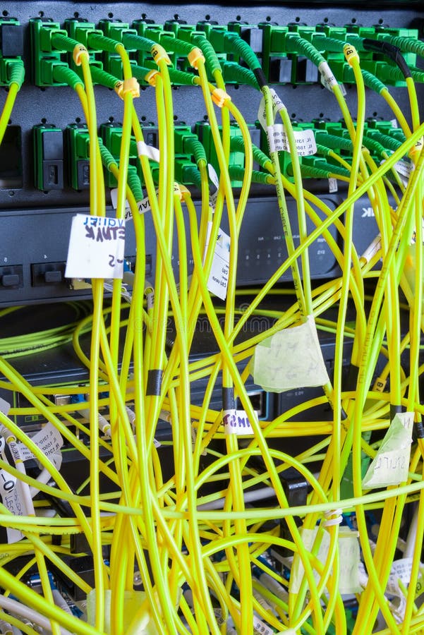 Fiber Optic Cables Connected into Main Data Switch Stock Photo - Image ...