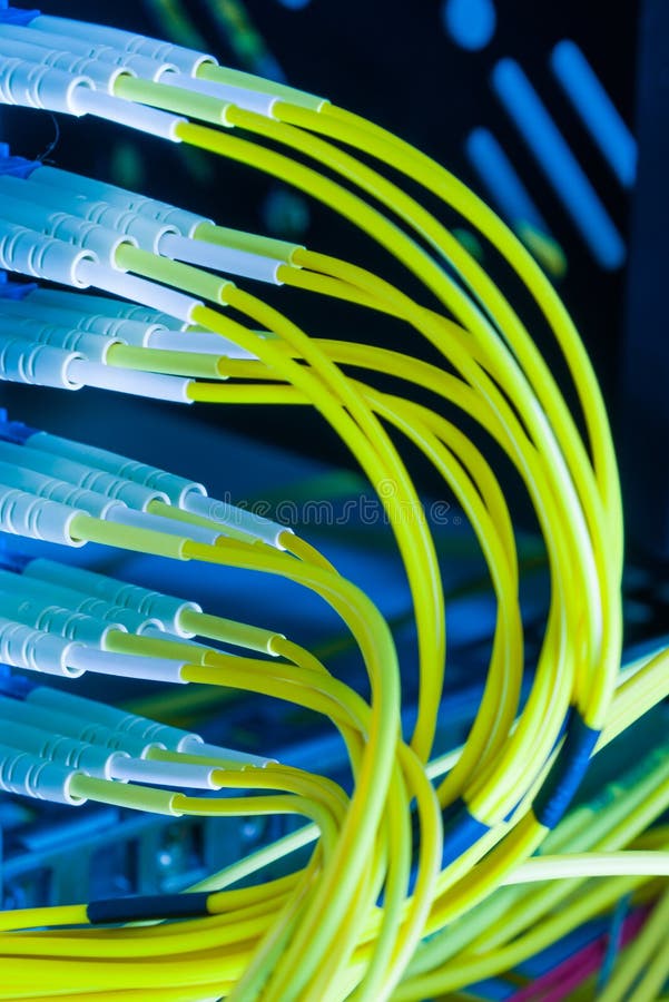Fiber Optic Cables Connected into Main Data Switch Stock Image - Image ...